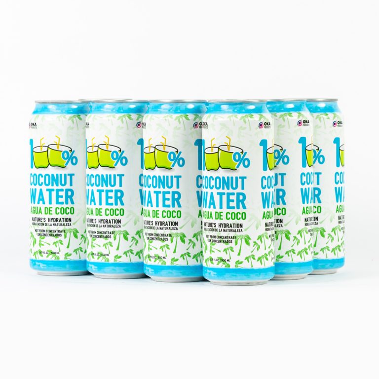 100% Coconut Water - Can of 16.9 Fl. Oz. - Box of 12 Cans - Oka Products