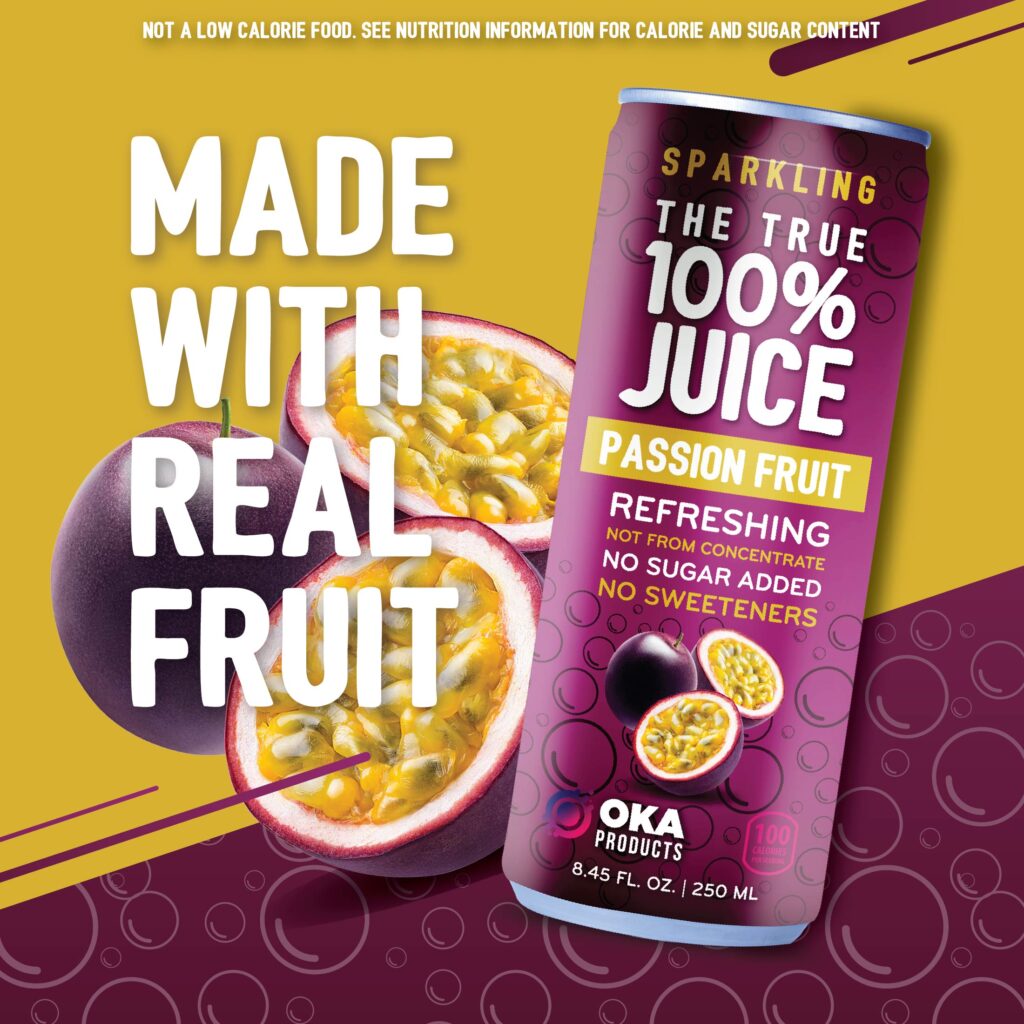 24 Pack 100% Sparkling Juice Passion Fruit - Oka Products