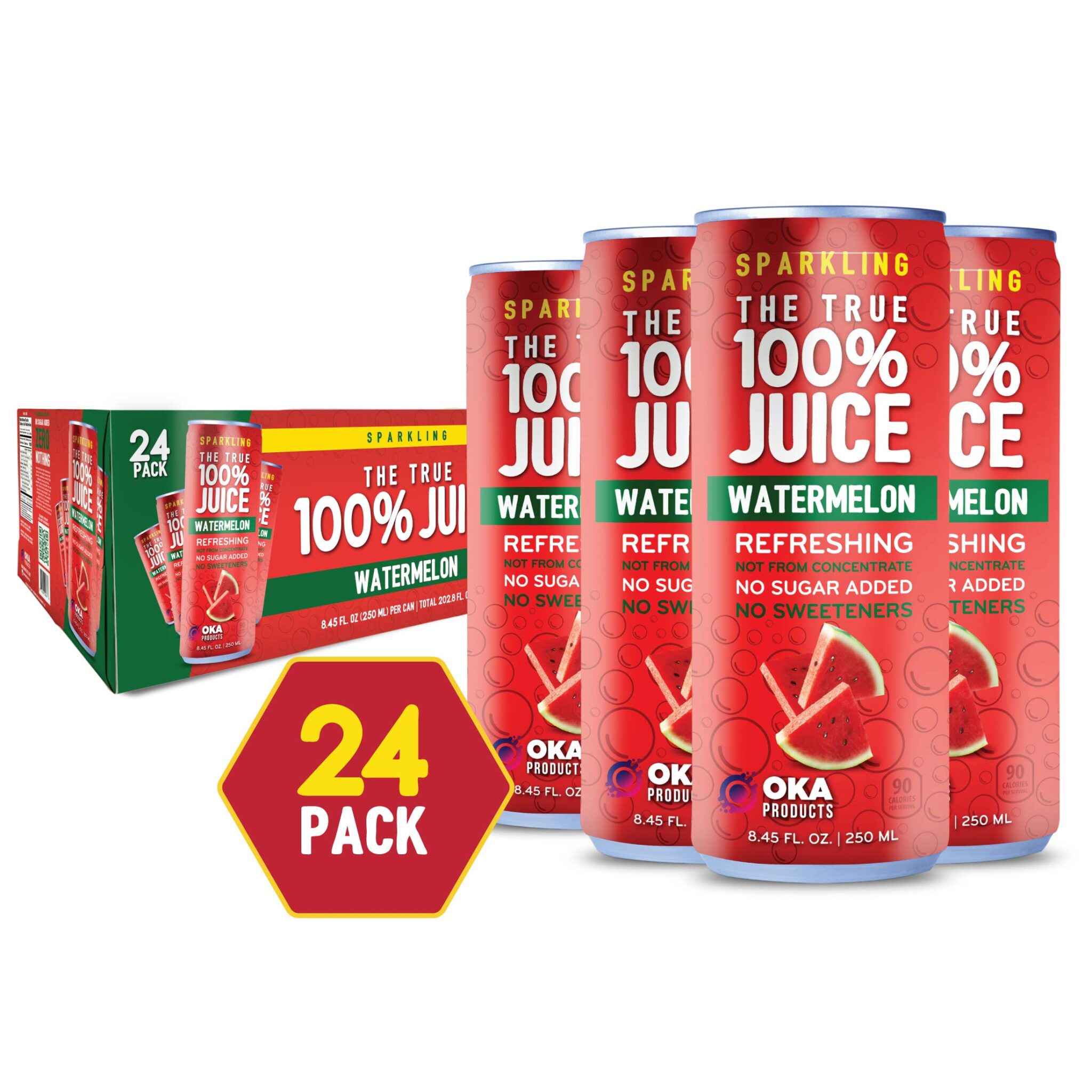 24 Pack 100% Juice Sparkling Watermelon - Oka Products